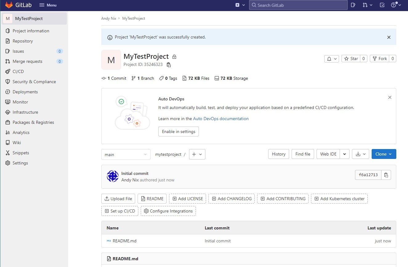 Gitlab and VSCode – Part 1 New Project from GitLab – AndyNix